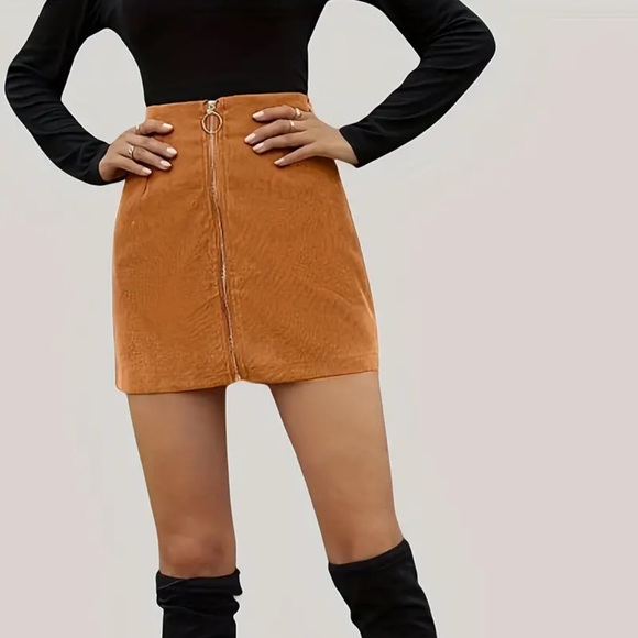 Fashion Nova | Skirts | Fashion Nova Caramel Brown Fall Corduroy Aline ...